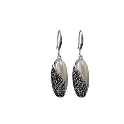 China Thai Sterling Silver White Opal Marcasite Dangle Drop Earring(E12287WHITE ) for sale