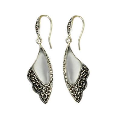 China Sterling Silver White Agate  Drop Earrings Wing Style Women Jewelry ( E019362WHITE) for sale