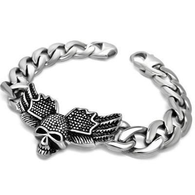 China Men's Skull Stainless Steel Curb Chain Bracelet Punk Rock Style (JCE455) for sale