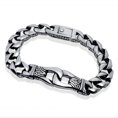 China Antique Men's Titanium Stainless Steel  Curb Link Chain Buckle Bracelet 8.5 Inches (JCE204) for sale
