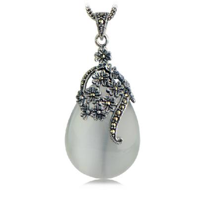 China Thai 925 Silver Pendant Necklace White Opal and Marcasite (JX467WHITE) for sale