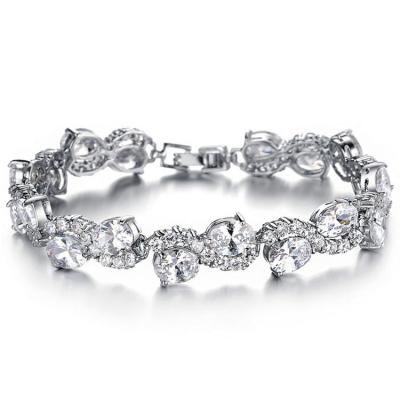 China Women Platinum Plated Clear Cubic Zirconia Bracelet Wedding Jewelry (JDS924WHITE) for sale