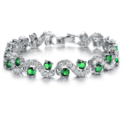 China Platinum Plated Green Cubic Zirconia Tennis Bracelet for Women Jewelry (JDS931GREEN) for sale