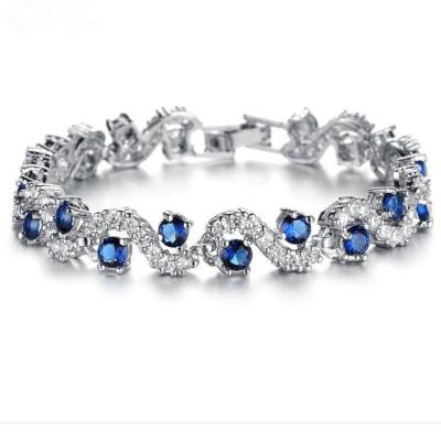 China Platinum Plated Clear Cubic Zirconia Tennis Bracelet for Women Jewelry (JDS931BLUE) for sale