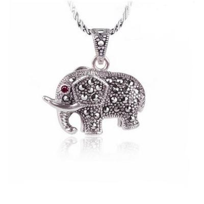 China Thai 925 Silver Pave Marcasite Elephant  Pendant Necklace (N11062) for sale