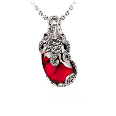 China Thai Sterling Silver Marcasite Red Cubic Zirconia Pendant Necklace(N12284) for sale