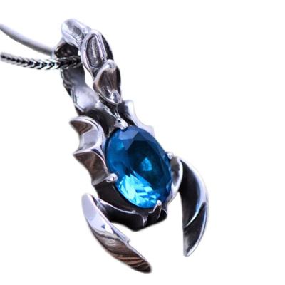 China 925 Sterling Silver Blue Topaz Scorpion Style Pendant Necklace for Women and Men (N6030801B) for sale