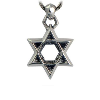 China Sterling Silver Wheat Chain Men's Necklace with Silver Star of David Pendant(N6030804) for sale