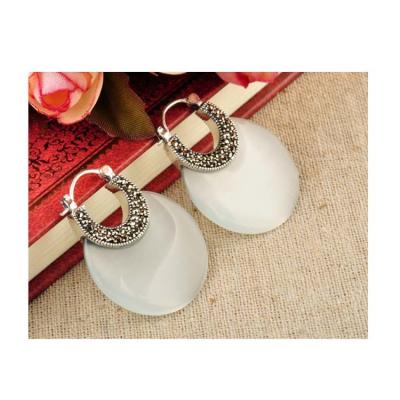 China Sterling Silver White Opal Hoop Earrings(XH021046W ) for sale