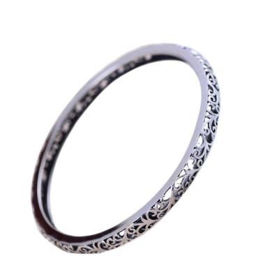 China Sterling Silver Bangle Bracelet Hollowed Out Vintage Silver Jewelry(XH043359W) for sale