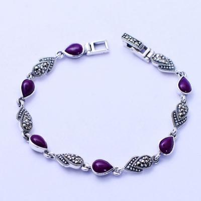 China Thai 925 Vintage Sterling Silver Synthetic Sugilite Tennis Bracelet (XH052535W) for sale