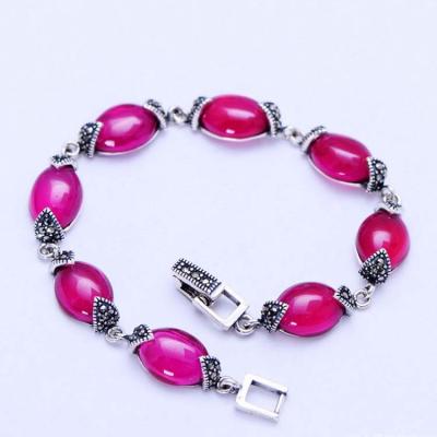 China Thai Vintage Sterling Silver Pink Cubic Zircoina Tennis Bracelet (XH055793W) for sale