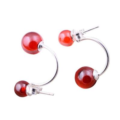 China 925 Sterling Silver Double Garnet Hoop Earrings (XH0488) for sale