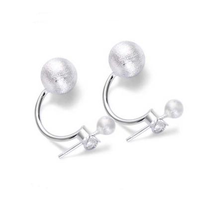 China Womens Double Sterling Silver Beads Hoop Earrings (XH051332W) for sale