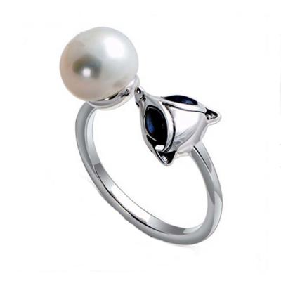 China Fox Style Retro Vintage Silver Pearl Ring (057559) for sale