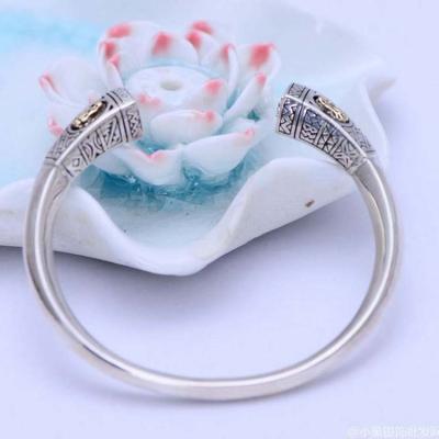 China Retro Vintage Sterling Silver Cuff Bangel Bracelet Engraved Holy Mary(039477W) for sale