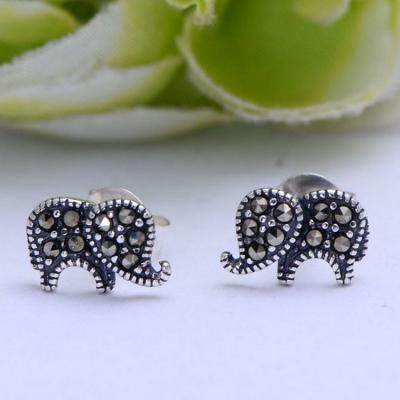 China Elephant Shape Thai 925 Silver Marcastie Stud Earrings (XH028447W) for sale