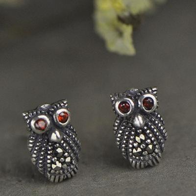 China Vintage Owl Design Sterling Silver Stud Earrings(XH023333W) for sale