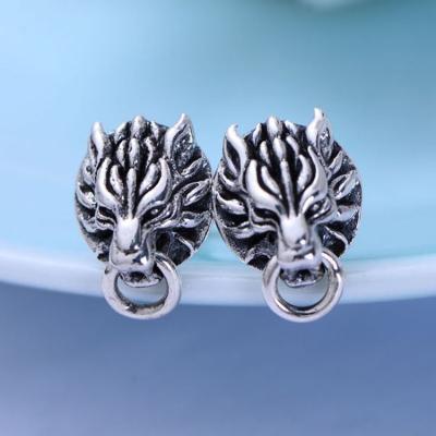 China 925 Black Silver Lion Unisex Design Stud Earrings(XH056786W) for sale