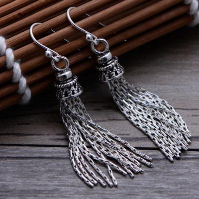 China Trendy Retro Women Jewelry Thai 925 Silver Tassels Danlge Earrings(058026) for sale