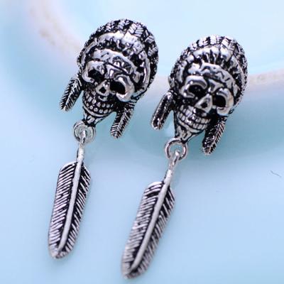 China Fashion Plume Design Retro Thai Sterling Silver Drop Earrings(XH048068W) for sale