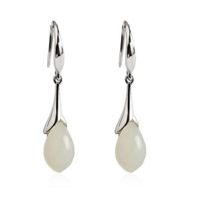 China 925 Silver Natural Jade Drop Earrings(E20180101) for sale