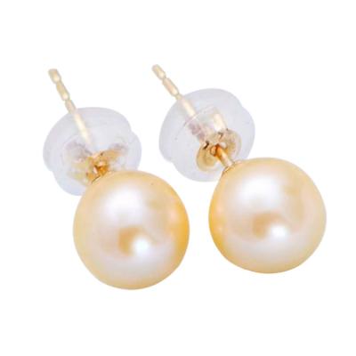China AAA Round 6.5mm Natural Freshwater Pearl 18K Yellow Gold Earrings(E20180102) for sale