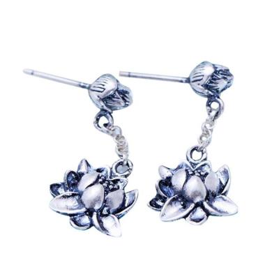 China 925 Sterling Silver Engraved Designs Flower Pendant Dangle Earrings(XH057340W) for sale