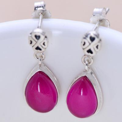 China Sterling 925 Silver Synthetic Ruby Drop Earrings(035611W) for sale