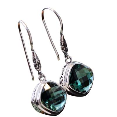 China 925 Silver Square Synthetic Siopside Pendant Dangle Earring (060250) for sale