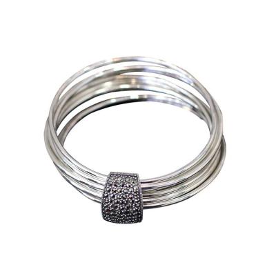 China Women Nine Rows 925 Sterling Silver Marcasite Charm Bangle Bracelet(SY50013) for sale