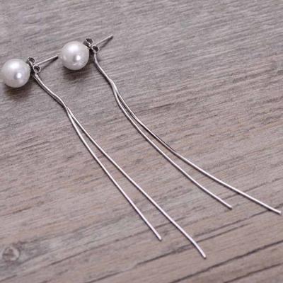 China Women Fashion 925 Sterling Silver Shell Pearl Drop Tassels Earrings（057989） for sale