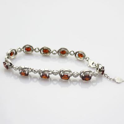 China Sterling Silver 5x7mm Oval Garnet Cubic Zircon Tennis Bracelet(B06RED) for sale