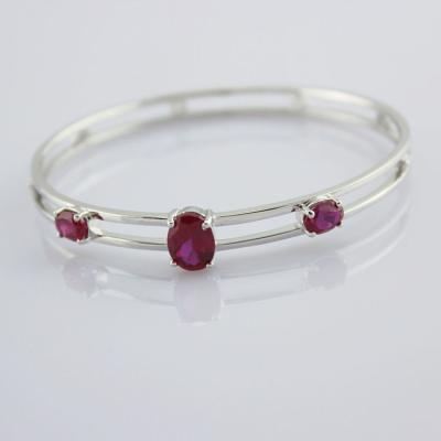 China Two Rows 925 Sterling Silver Bangle with Cubic Zirconia (B36) for sale
