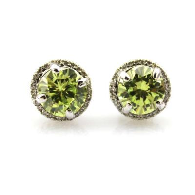 China Sterling Silver Round Lemon Citrine Cubic Zircon Earrings (PSJ029) for sale