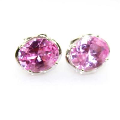 China 925 Silver Jewelry 8mmx10mm Oval Pink Cubic Zircon Earrings (PSJ0433) for sale
