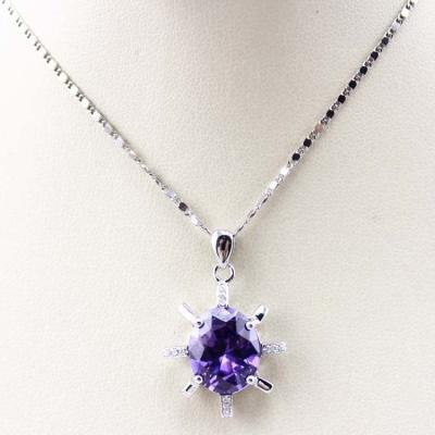 China 925 Sterling Silver Amethyst Cubic Zircon Pendant Jewelry (E06J) for sale