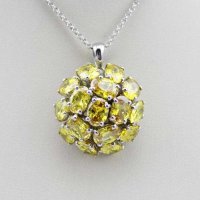 China Fashion Sterling Silver Yellow Citrine Cubic Zircon Pendant Charm Necklace (FP052) for sale