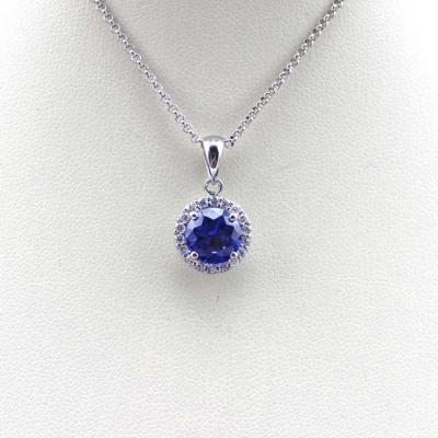 China Women Jewelry 8mm Round Sapphire Cubic Zircon Pendant Necklace (JR055-P) for sale