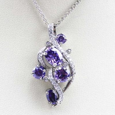 China Sterling Silver Pave Purple and Cubic Zirconia Pendant (KP01) for sale