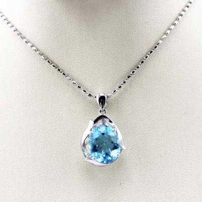 China 925 Silver Jewelry 9x11mm Oval Cubic Zircon Pendant Necklace (P08) for sale