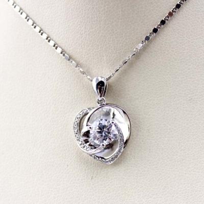 China Sterling Silver Clear Cubic Zirconia Heart Shape Pendant Necklace (P14) for sale