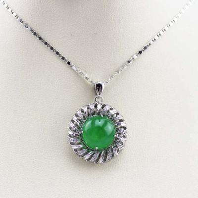 China 925 Silver Green Chalcedony Cubic Zirocnia Enhancer Pendant Necklace (P19) for sale