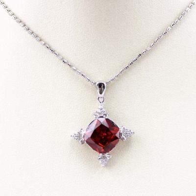 China 925 Silver Jewelry 10mm Round Garnet Cubic Zirconia Pendant (P27) for sale