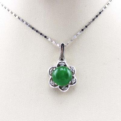 China Women Jewelry 10mm Round Green Jade Cubic Zirocnia Pendant Charm (P29) for sale