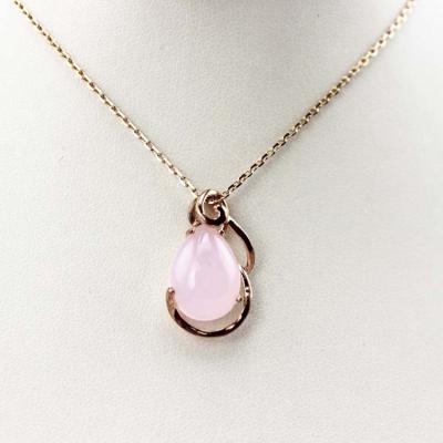 China Rose Gold Plated 925 Silver Pear Shaped Rose Quartz Cubic Zirconia Pendant (P32) for sale