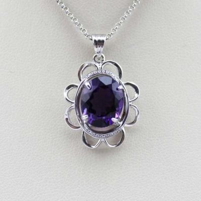 China Sterling Silver  Amethyst Cubic Zirconia Pendant Women Necklace  (PSJ0176) for sale