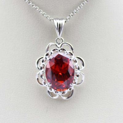 China Sterling Silver Jewelry 10mmx12mm Garnet Cubic Zirconia Pendant  (PSJ0177) for sale