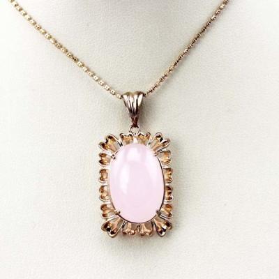China Rose Gold Plated Silver Rose Quartz Cubic Zirconia Pendant  Bead Silver Chain (PSJ0180) for sale