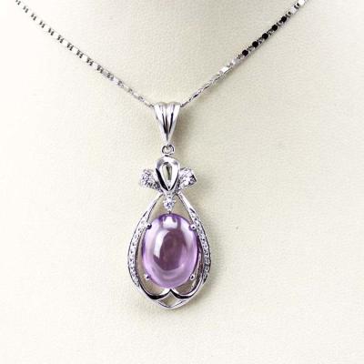 China Sterling Silver 11mmx14mm Purple Cubic Zircon Pendant and Silver Chain 18 Inches(PSJ0270) for sale